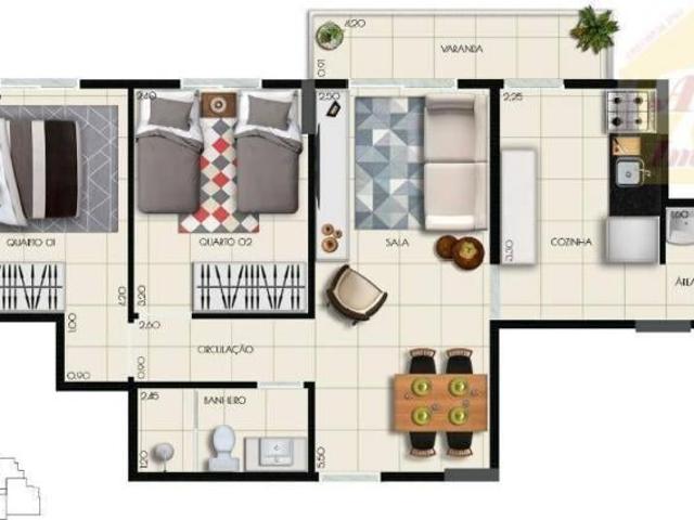 Apartamento com 2 quartos à venda, 55 m² por R$ 314.900 Mirim Praia Grande/SP