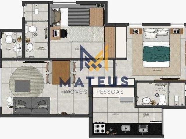 Apartamento com 2 quartos à venda em Belo Horizonte, no bairro Caiçara Adelaide
