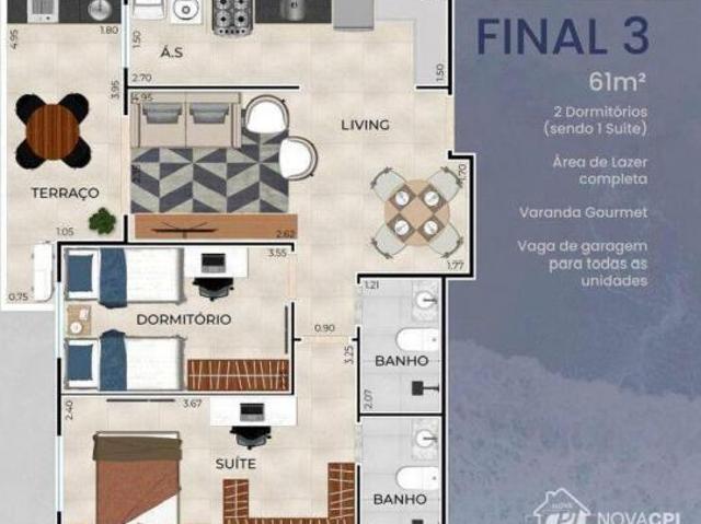 Apartamento com 2 quartos à venda na Vila Guilhermina Praia Grande/SP