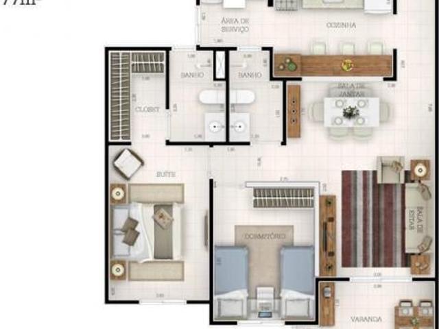 Apartamento com 2 Quartos para Venda, 77m², por R$ 369.000,00, em Ponte De São João, Jundiaí / SP