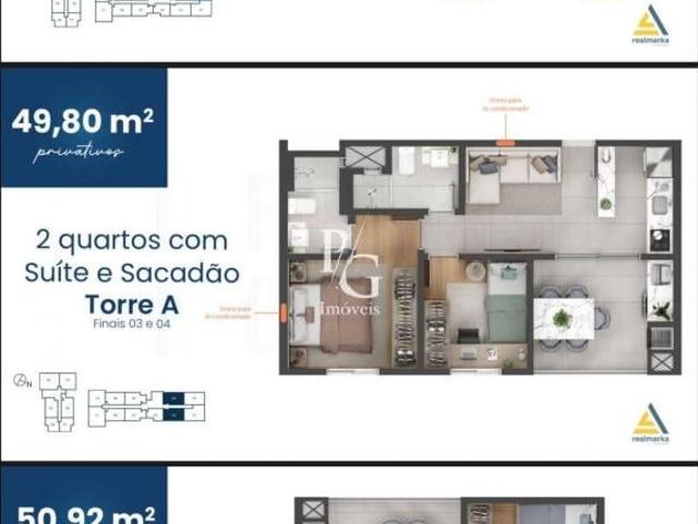 Apartamento com 2 Quartos, Suíte, Sacada Gourmet e Vaga Coberta – 49,80m² no Centro de Pinhais!
