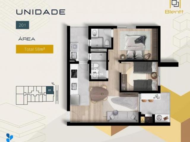 Apartamento com 2 quartos sendo uma suíte à Venda Portão Curitiba/PR