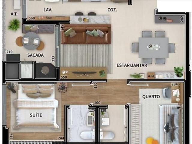 Apartamento com 2 Quartos 1 suite 62 m² R$ 563.000,00