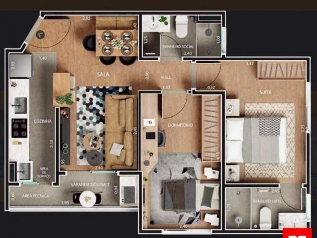 Apartamento com 2 quartos, 1 suíte e 1 vaga à venda no Bela Vista Mollon em Santa Bárbara d&apos Oeste