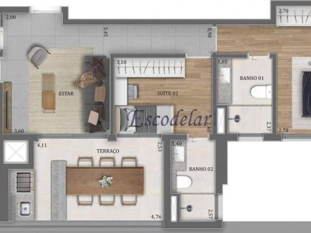 Apartamento com 2 quartos, 1 vaga à venda, 79 m² Jardim das Perdizes São Paulo/SP