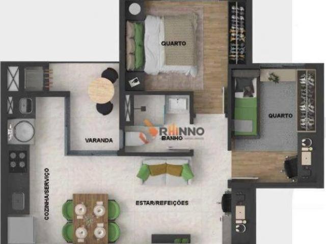 Apartamento com 2 quartos, 45,62 m² no bairro Novo Mundo
