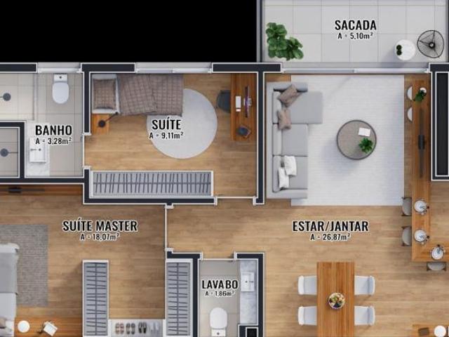 Apartamento com 2 suites