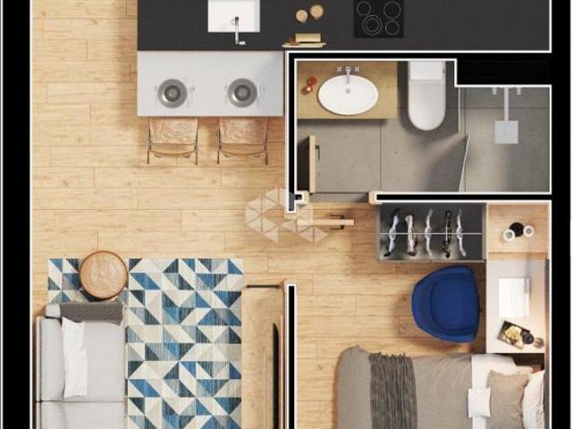 Apartamento com 34,23m2, 1 dormitório, 1 vaga