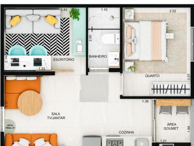 Apartamento com 34 m² e 1 quarto à venda em Campos Elíseos