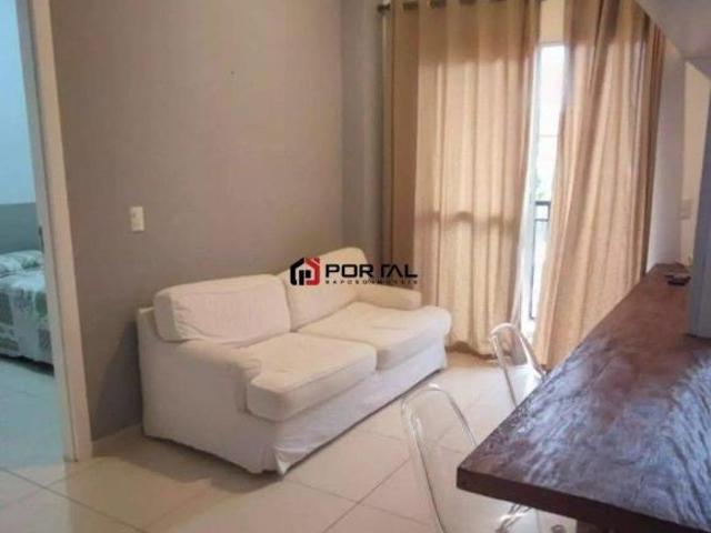 Apartamento com 38m², muito bem distribuído e com varanda voltada para a piscina!