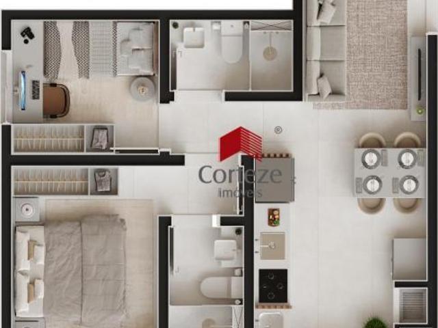 Apartamento com 42,83m² 1 quarto, à venda, no bairro Hauer em Curitiba