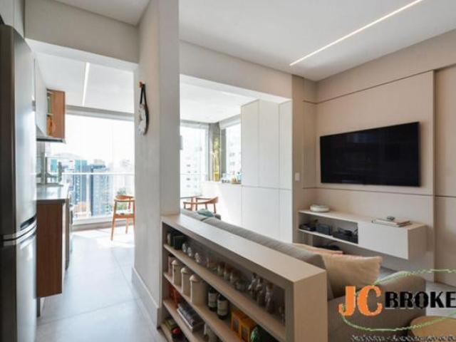 Apartamento com 45 m², 1 suíte, varanda gourmet integrada ao living, 1 vaga