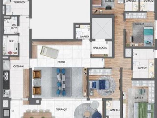 Apartamento na Vila Clementino com 3 quartos, sendo 3 suítes, com 2 vagas 162m² ao lado do Ibirapue