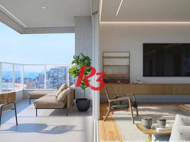 Apartamento com 4 suítes de frente para o mar no Gonzaga em Santos à venda, 315 m² por R$ 5.900.000