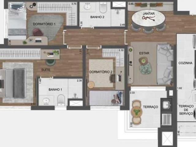 Apartamento com 59m², com 2 dormitórios, com 1 suíte, com 1 vaga à venda no São Caetano do Sul