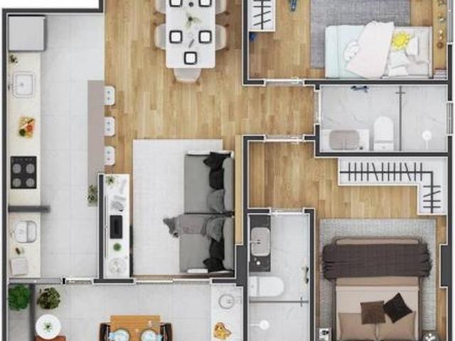 APARTAMENTO COM 65,04 m² FORTE PRAIA GRANDE SP