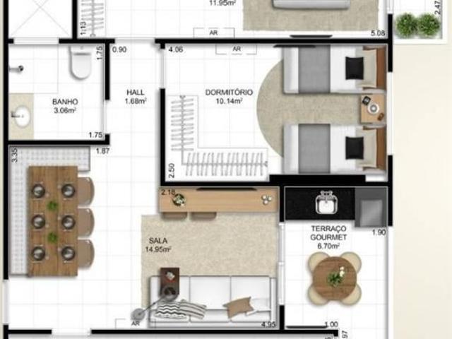 APARTAMENTO COM 78,00 m² OCIAN PRAIA GRANDE SP