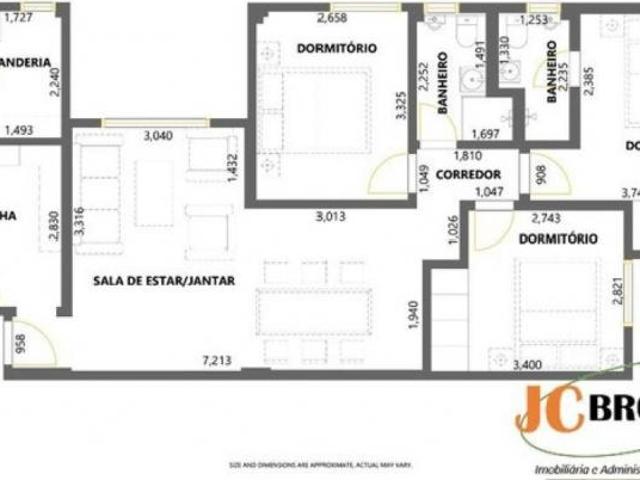 Apartamento com 90m² de área útil, 2 vagas de garagem, 3 dormitórios sendo 2 suítes