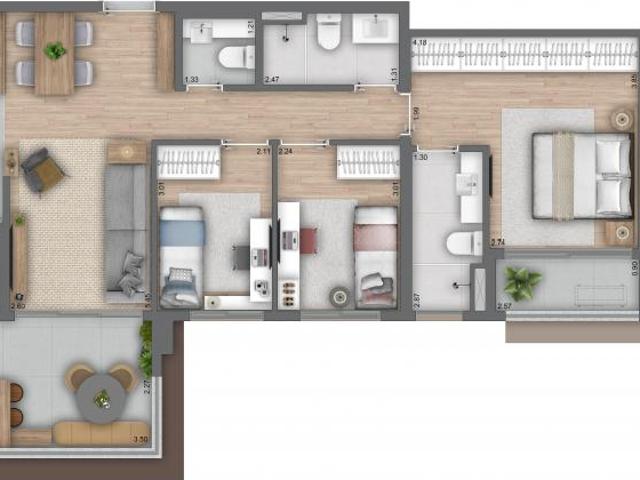 Apartamento com 93m² com 3 dormitórios, com 1 suíte, com 2 vaga na Ana Rosa