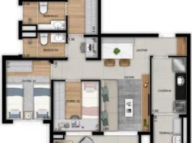 Cobertura com 216 m², com 3 dormitórios, com 1 vaga a venda no Brooklin