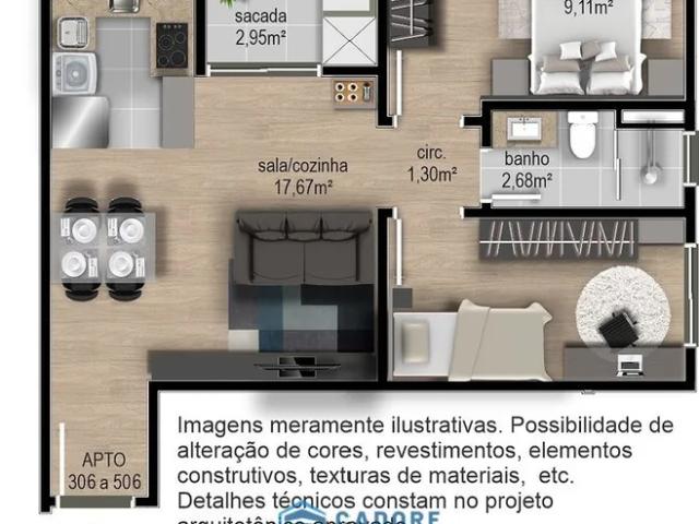 Apartamento com dois dormitórios no Cidade Nova