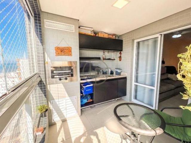 Apartamento com Sacada Gourmet Vista Mar e Lazer Completo