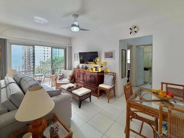 Apartamento com sacada integrada e 1 dormitório na Praia das Pitangueiras – Alfa Imóveis Guarujá
