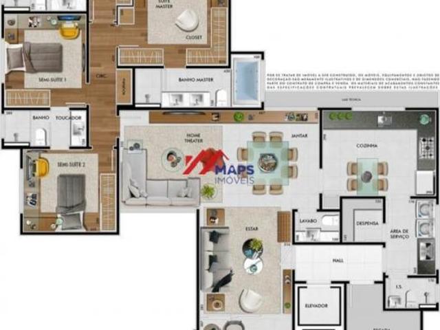 Apartamento com quatro quartos, duas suítes, duas semi suítes e quatro vagas de garagem no bairro Ca
