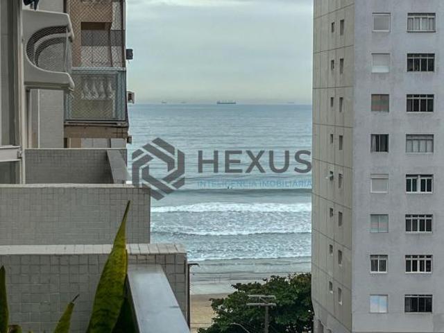 Apartamento com varanda vista mar na beira mar nas Pitangueiras, Guarujá