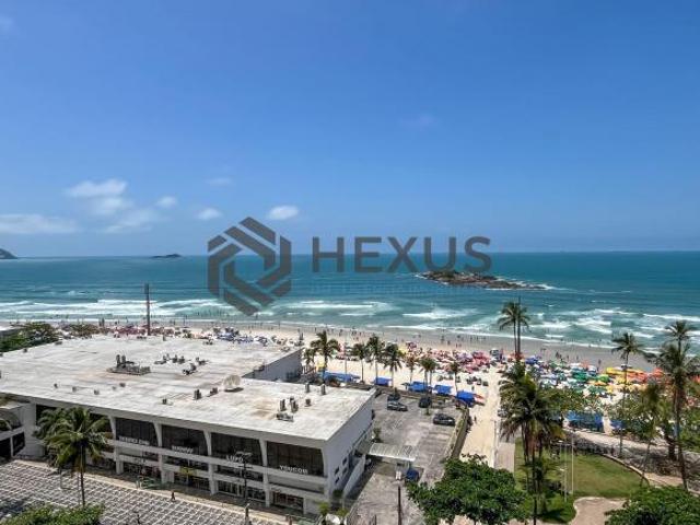 Apartamento com varanda vista mar na beira mar da Praia das Pitangueiras, Guaruj