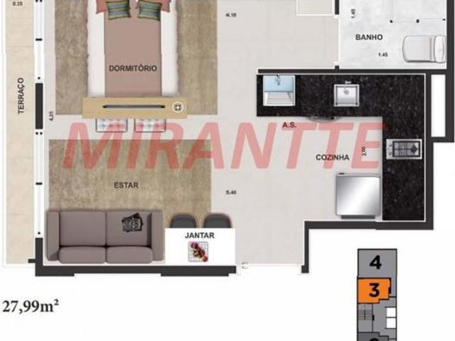 Apartamento de 42m² com 2 quartos