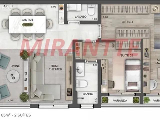Apartamento de 85m² com 3 quartos em Perdizes