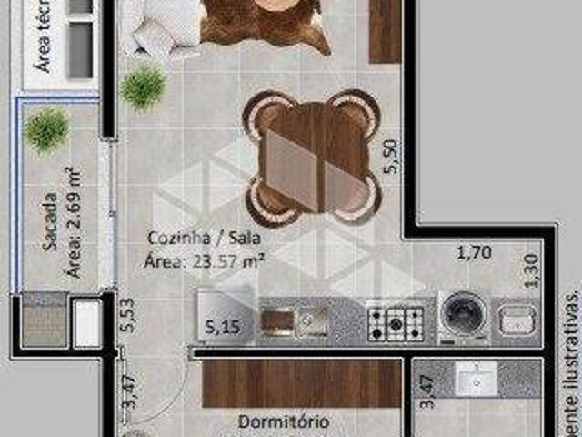 Apartamento de 01 quarto à venda no bairro Camobi, próximo a UFSM em Santa Maria RS