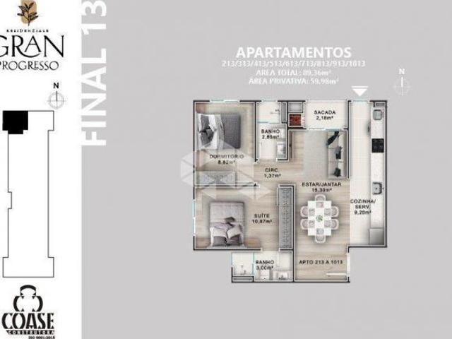 Apartamento de 02 dormitórios com suíte na planta à venda no bairro Camobi perto
