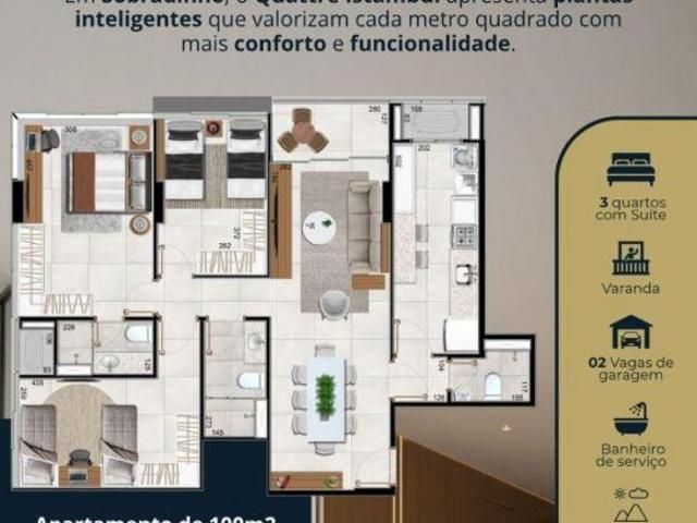 Apartamento de 100 m² com 3 quartos em venda em Brasília Quattre Istambul