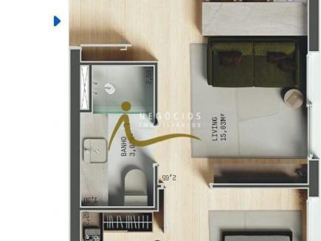 Apartamento de 1 dormitório no NUBE Parque Una, Pelotas/RS