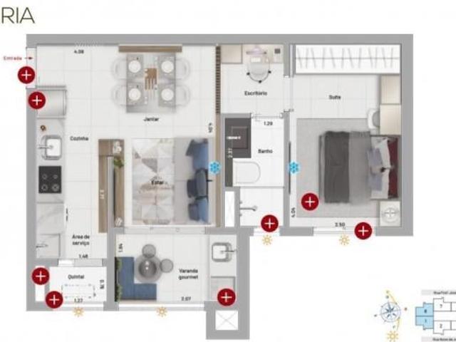 Apartamento de 1 Suíte e 1 Vaga no Mirai Suzano no Bairro Centro em Suzano/SP!