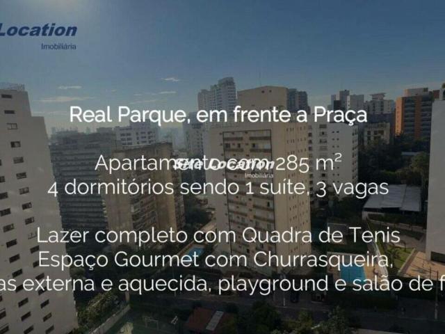 Apartamento de 285 m² Real Parque São Paulo, aluguel por R$ 10.000/mês