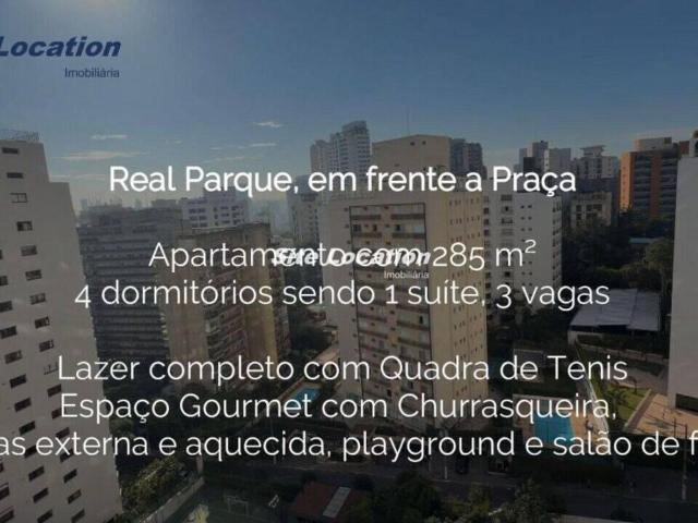 Apartamento de 285 m² Real Parque São Paulo, aluguel por R$ 10.000/mês