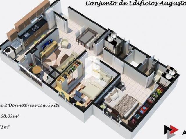 Apartamento de 2 dormitórios com suíte