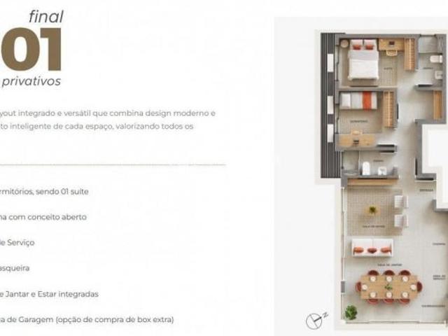 Apartamento de 2 quartos com suíte e churrasqueira