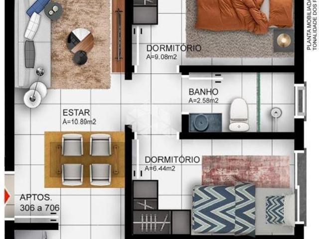 Apartamento de 2 quartos com vaga de garagem em construção no bairro Camobi Santa Maria
