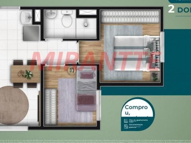 Apartamento de 32m² com 2 quartos