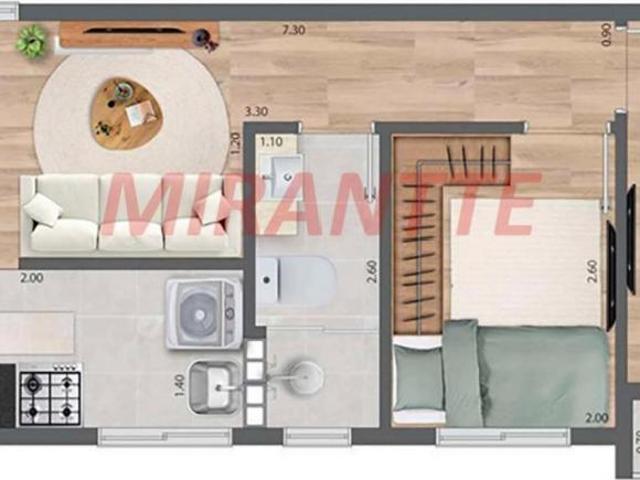 Apartamento de 39.06m² com 1 quartos
