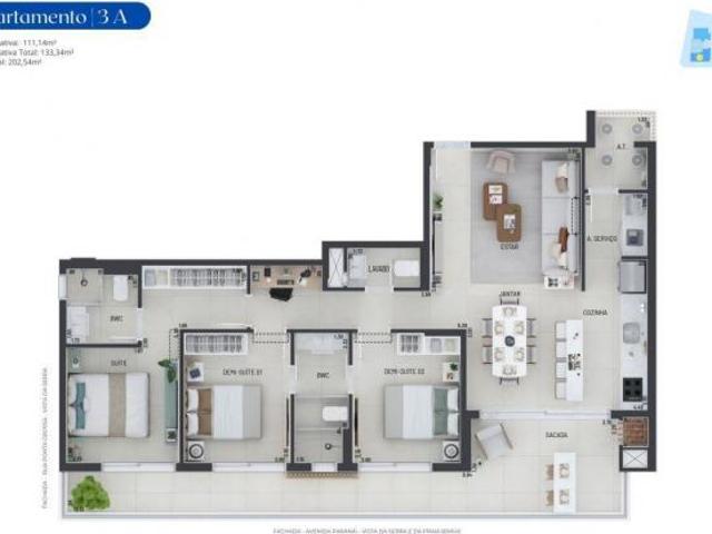 Apartamento de 3 quartos em Caioba no Edifício Club Monte Lazuli REF.:409