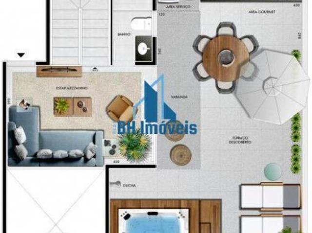 Apartamento de Cobertura 2 quartos e 2 vagas no Bairro Castelo Belo Horizonte/MG