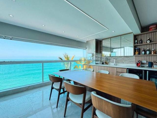Apartamento de luxo frente ao mar em Pitangueiras, Guarujá – 3 suítes, varanda gourmet e vista oceân