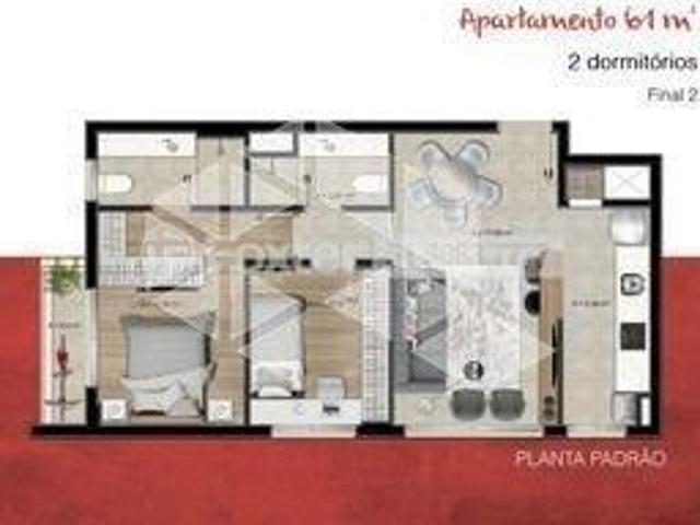 Apartamento dois dormitórios com sacada