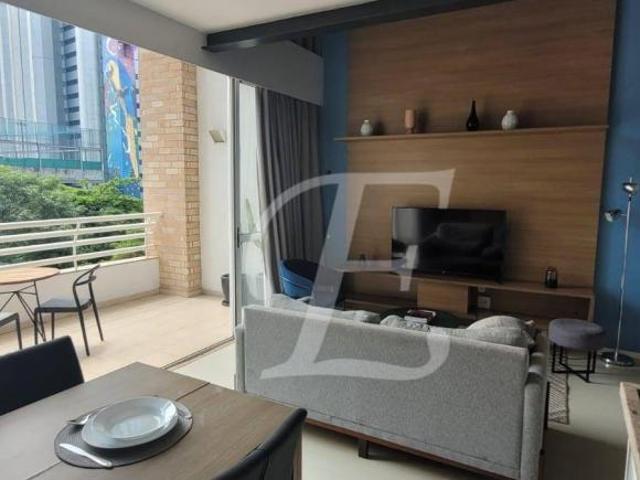 Apartamento Duplex com varanda, 1 quarto, à venda, 60 m² mobiliado. brooklin, perto estação Berrini