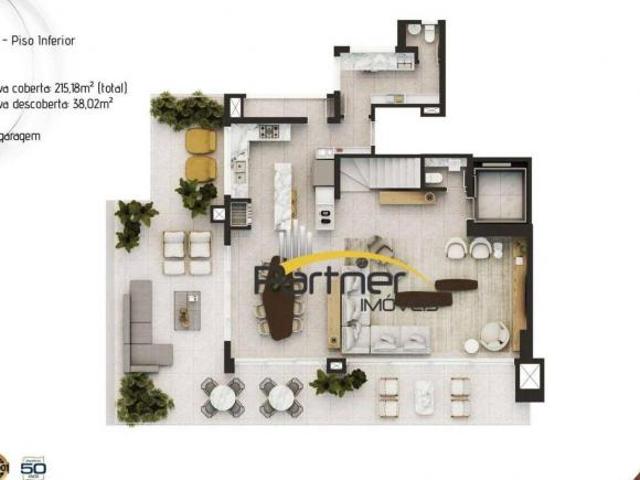 Apartamento Duplex com 3 dormitórios à venda, 253 m² por R$ 4.624.607,00 Juvevê Curitiba/PR